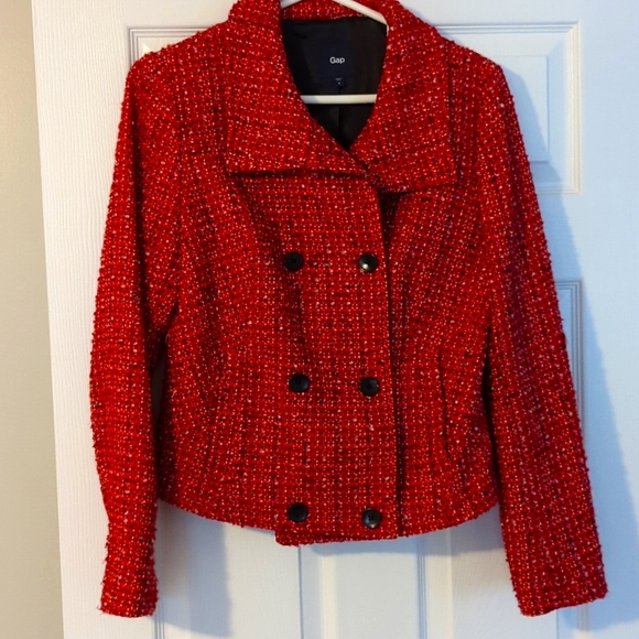 GAP | Jackets & Coats | Womens Gap Red Tweed Jacket Size S | Poshmark